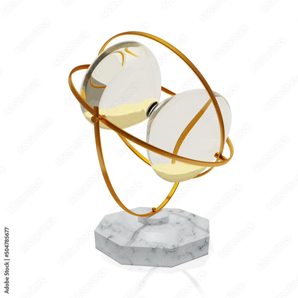 Realistic Gold Hourglass, antique clock with golden sand inside ...