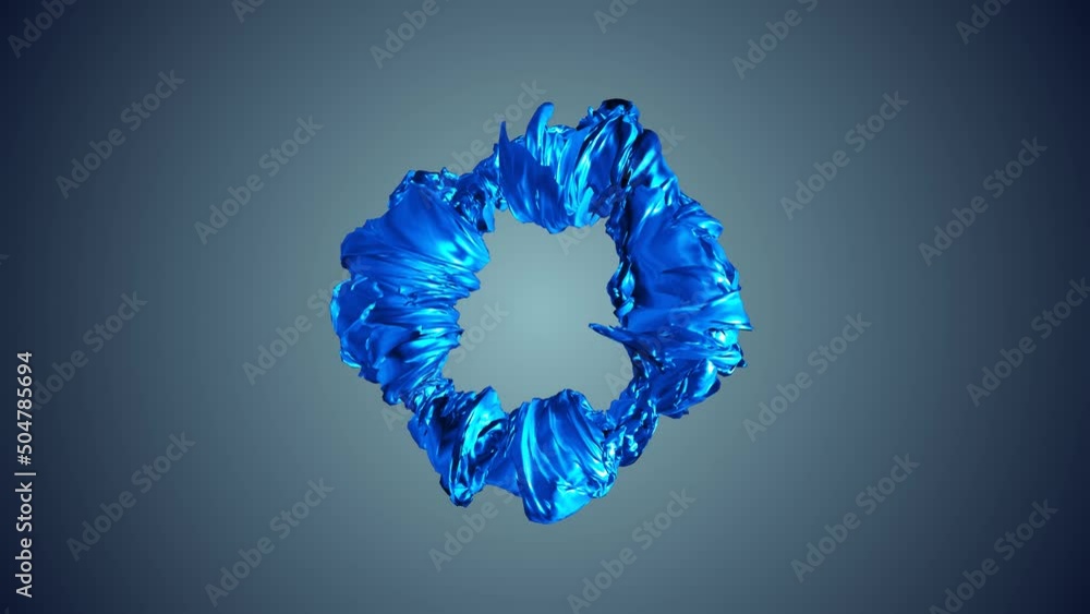 Animated blue ring frame. Movement in a spiral, a twisted sphere ...