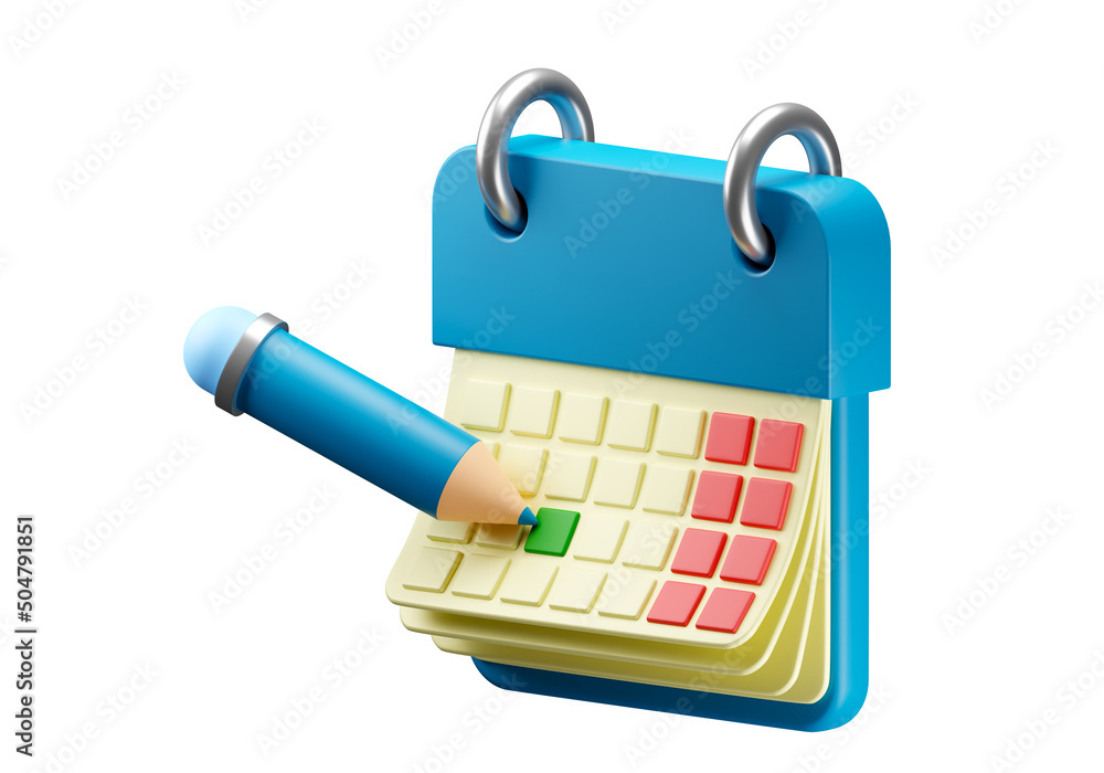 Calendar pencil. Marking date on calendar. Date picker symbol on ...