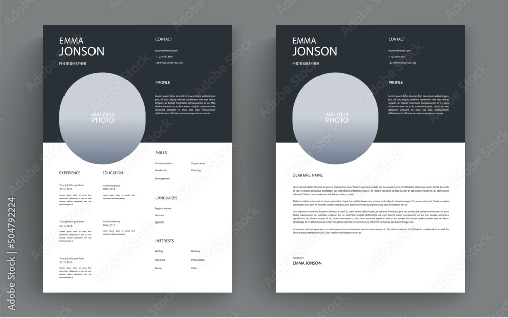 Vektorová grafika „Professional clean modern resume cv and cover letter ...