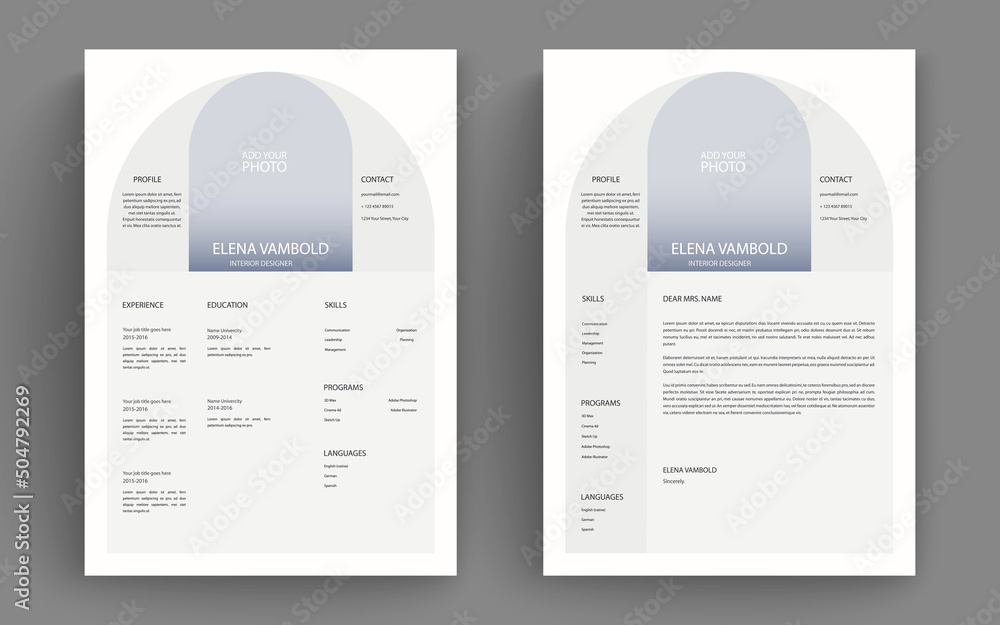 Professional clean modern resume cv and cover letter business layout ...