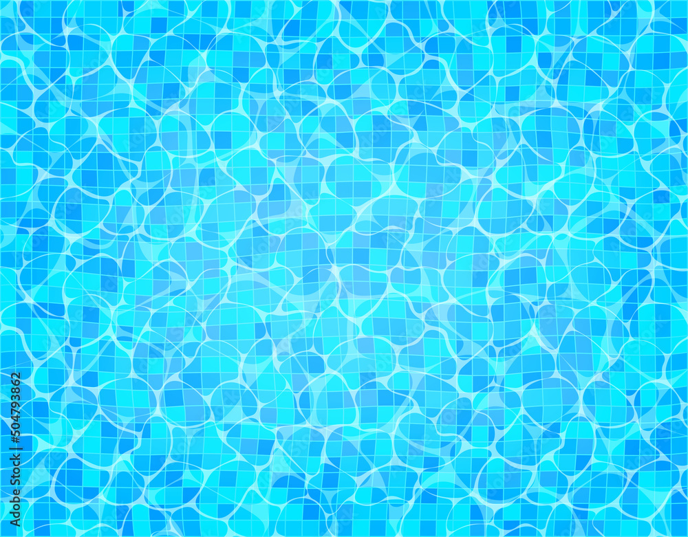 Vector swimming pool with blue tile on bottom and caustic ripple on ...