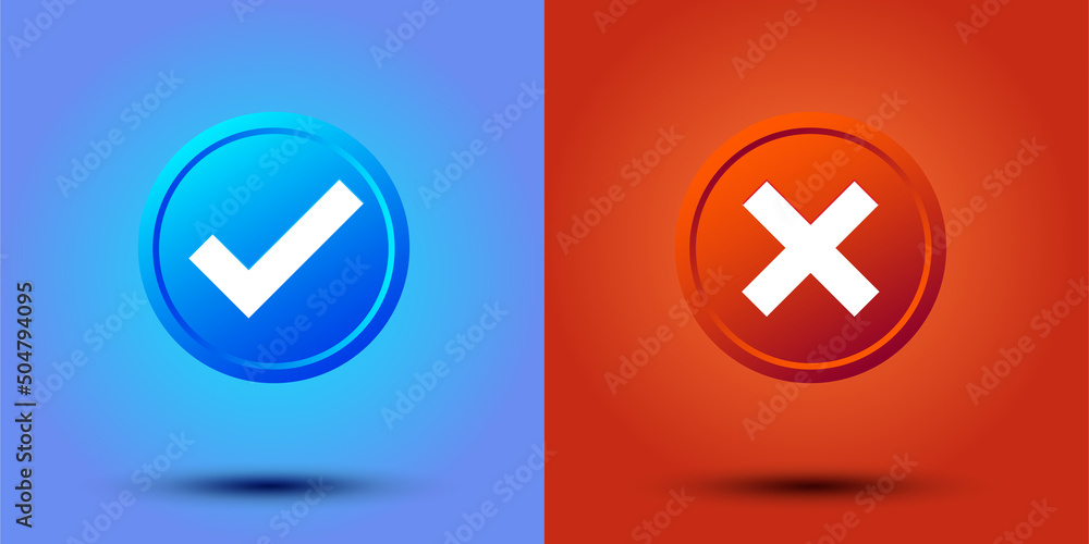 blue check mark and red cross vector design Stock Vector | Adobe Stock