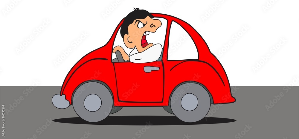 Cartoon comic angry driver shouting screaming on others behavior ...