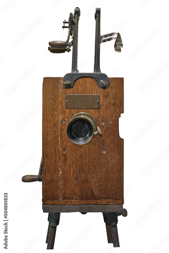 Edison Kinetoscope antique motion picture film projector isolated on ...