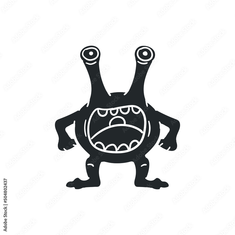 Monster Icon Silhouette Illustration. Alien Vector Graphic Pictogram ...