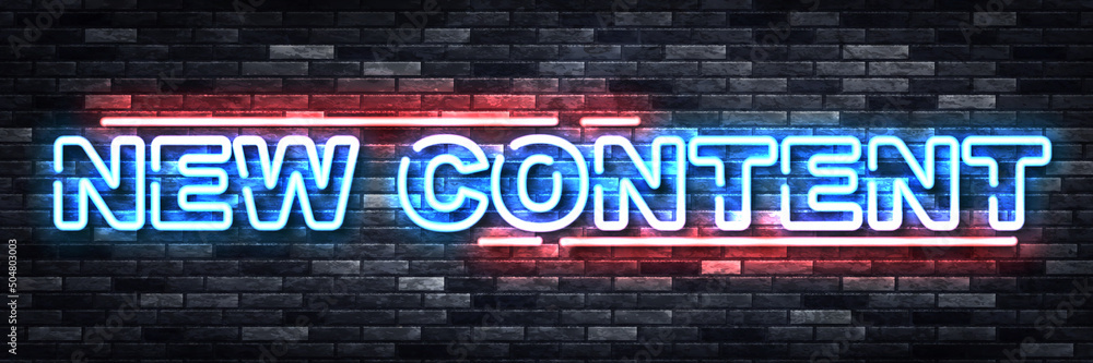 Vector realistic isolated neon sign of New Content logo on the wall ...