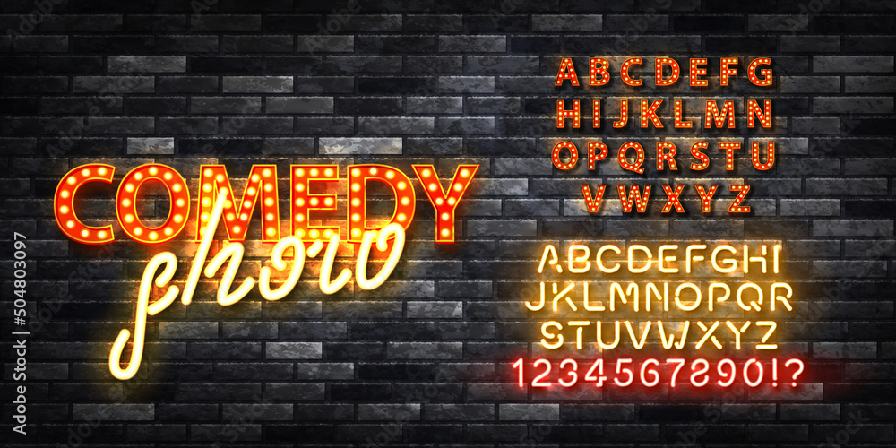 Vector realistic isolated marquee text of Comedy Show with easy to ... Vector realistic isolated marquee text of Comedy Show with easy to ...