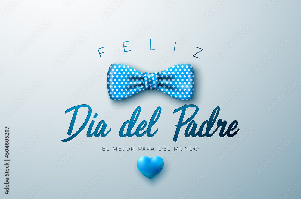 Happy Father's Day Greeting Card Design with Dotted Blue Bow Tie and ...