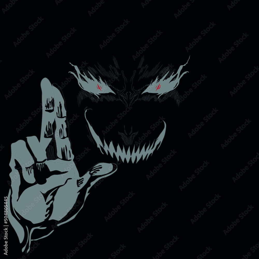 vector image of holy demon possessed, background for clothes, symbol ...
