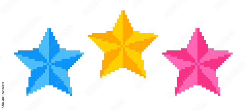Vector icons of colorful stars in pixel art style. Stock Vector | Adobe ...