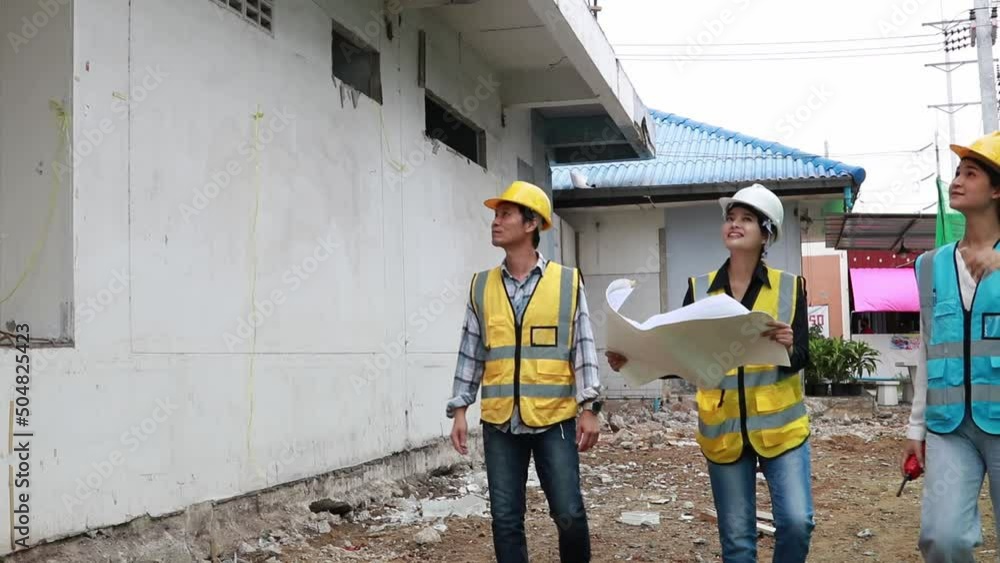 Construction foreman construction team engineers, architects, and ...