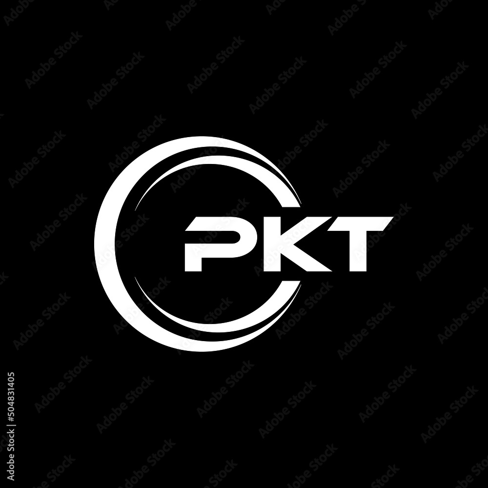 PKT letter logo design with black background in illustrator, vector ...