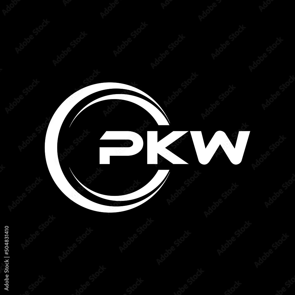 PKW letter logo design with black background in illustrator, vector logo modern alphabet font ...