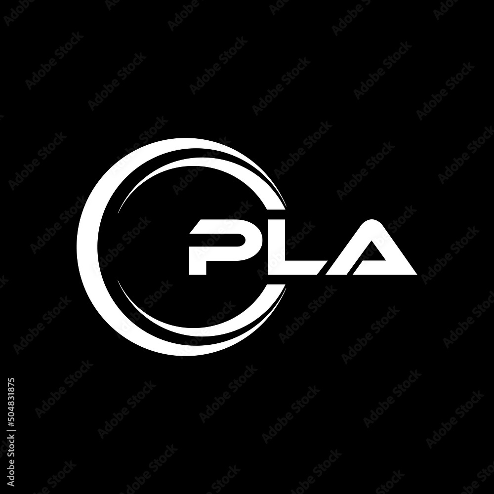 PLA letter logo design with black background in illustrator, vector ...