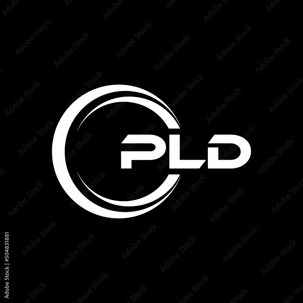 Vetor do Stock: PLD letter logo design with black background in ...