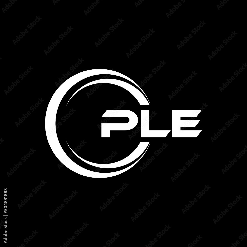 PLE letter logo design with black background in illustrator, vector ...