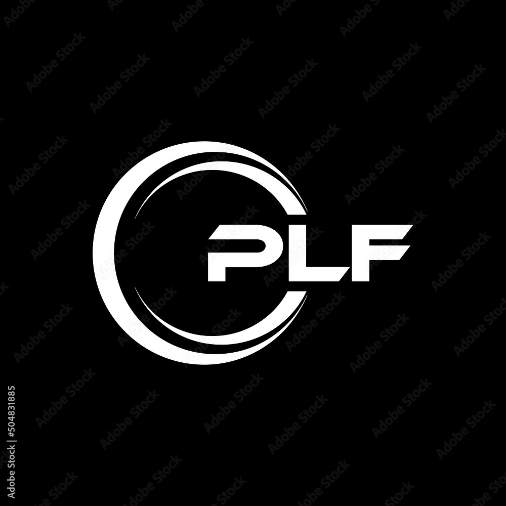 Vecteur Stock PLF letter logo design with black background in ...