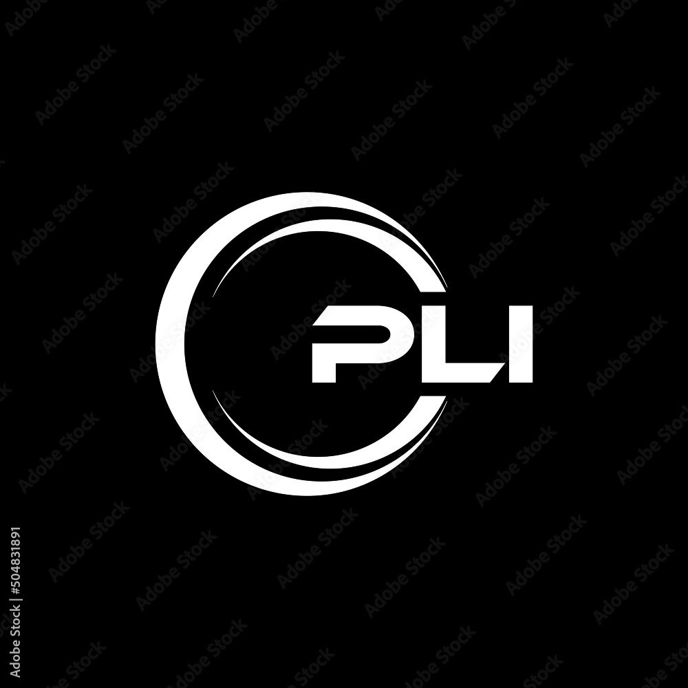 PLI letter logo design with black background in illustrator, vector ...