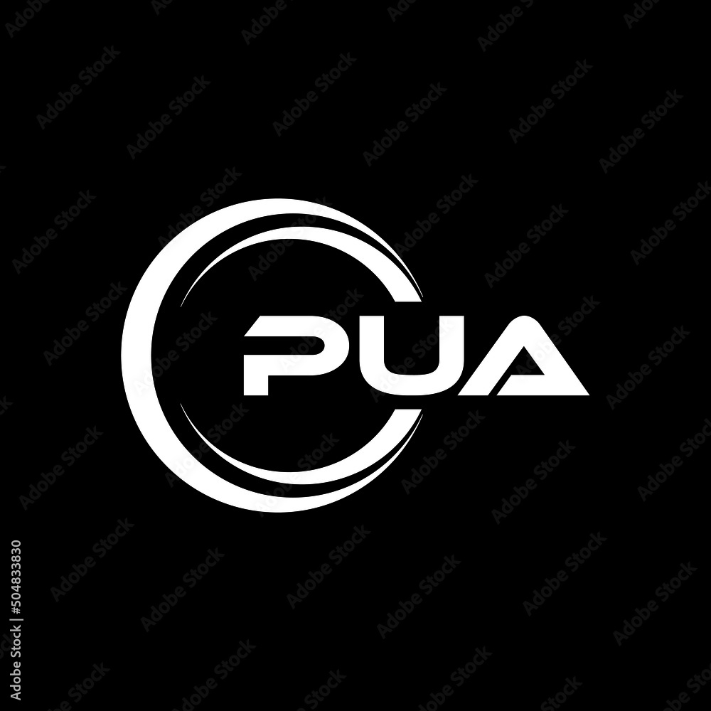 PUA letter logo design with black background in illustrator, vector ...