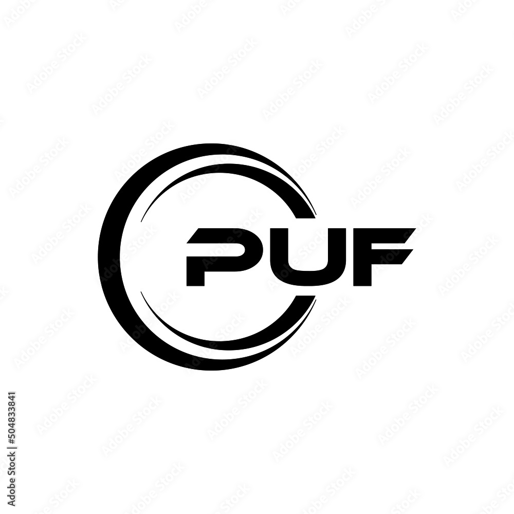 PUF letter logo design with white background in illustrator, vector ...