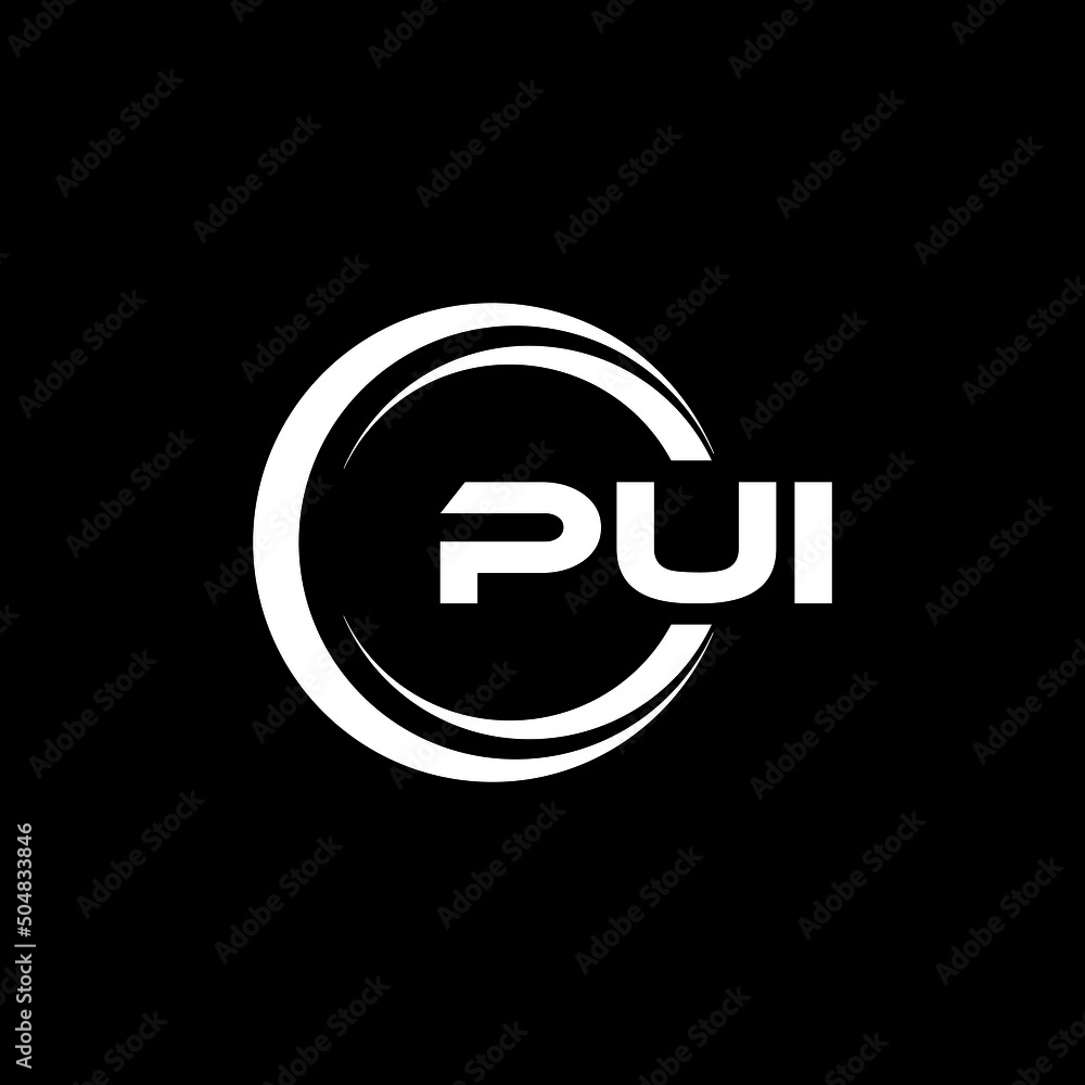 PUI letter logo design with black background in illustrator, vector ...