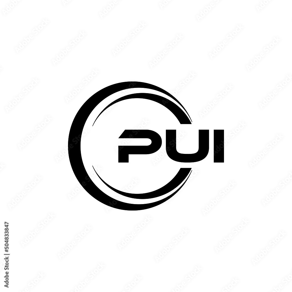 PUI letter logo design with white background in illustrator, vector ...