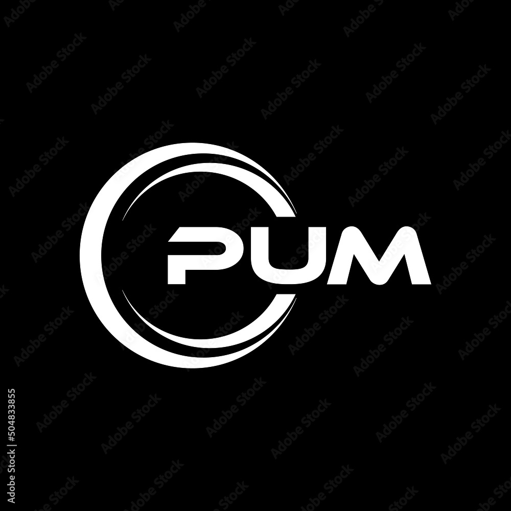 PUM letter logo design with black background in illustrator, vector ...