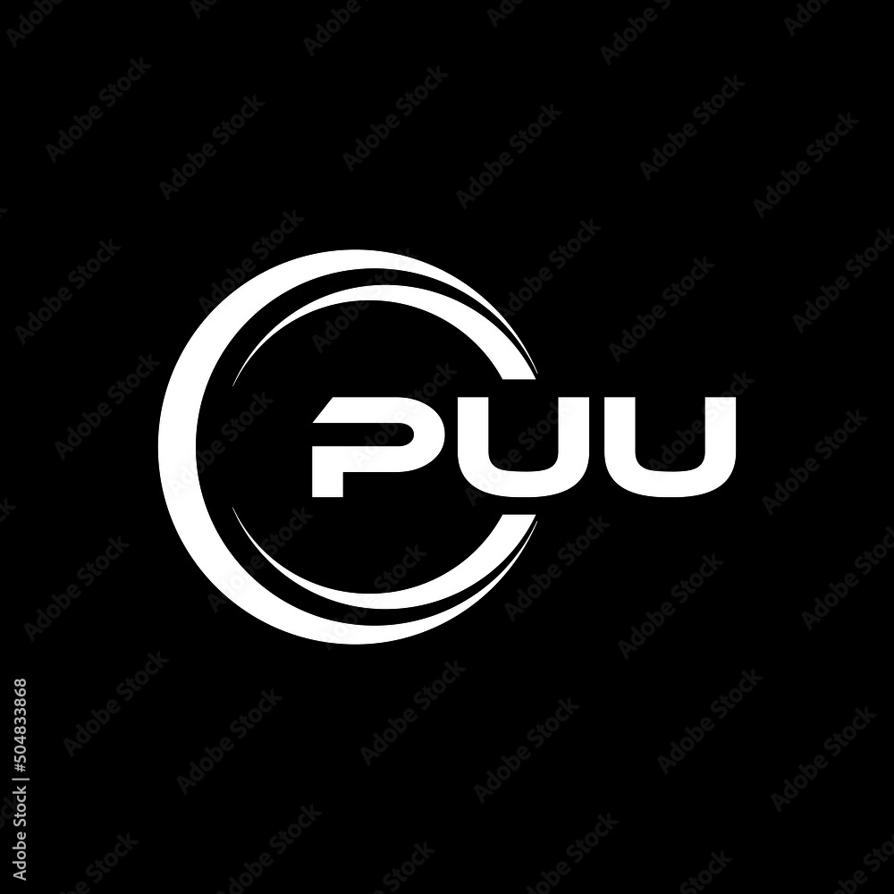 PUU letter logo design with black background in illustrator, vector ...