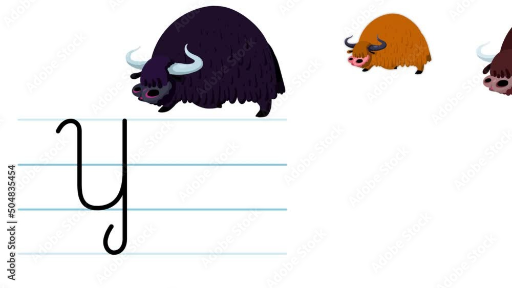 Y letter writing like yak cartoon animation. A compatibile part of the ...