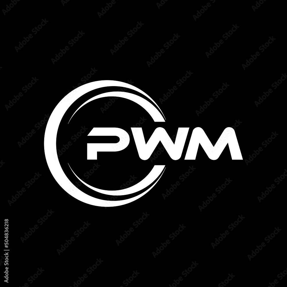 PWM letter logo design with black background in illustrator, vector ...