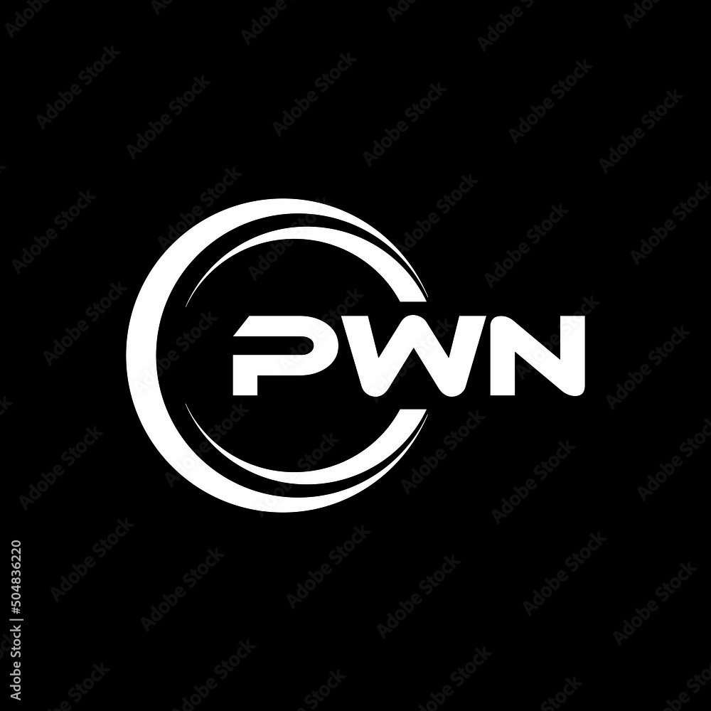 PWN letter logo design with black background in illustrator, vector ...