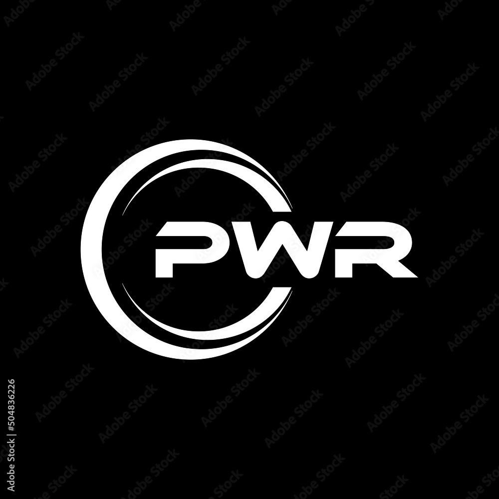 Vecteur Stock PWR letter logo design with black background in ...