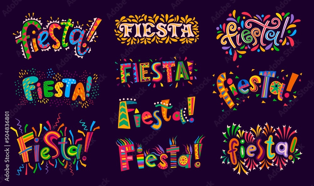 Fiesta Party, mexican, spanish and chile holiday carnival, vector ...