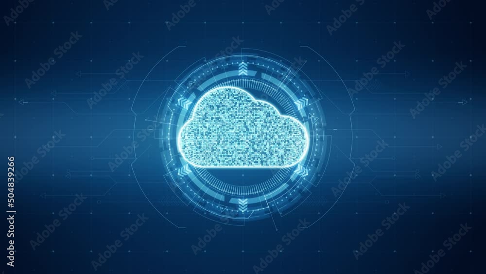 Motion graphic of Blue cloud computing with head up display ( HUD UI ...