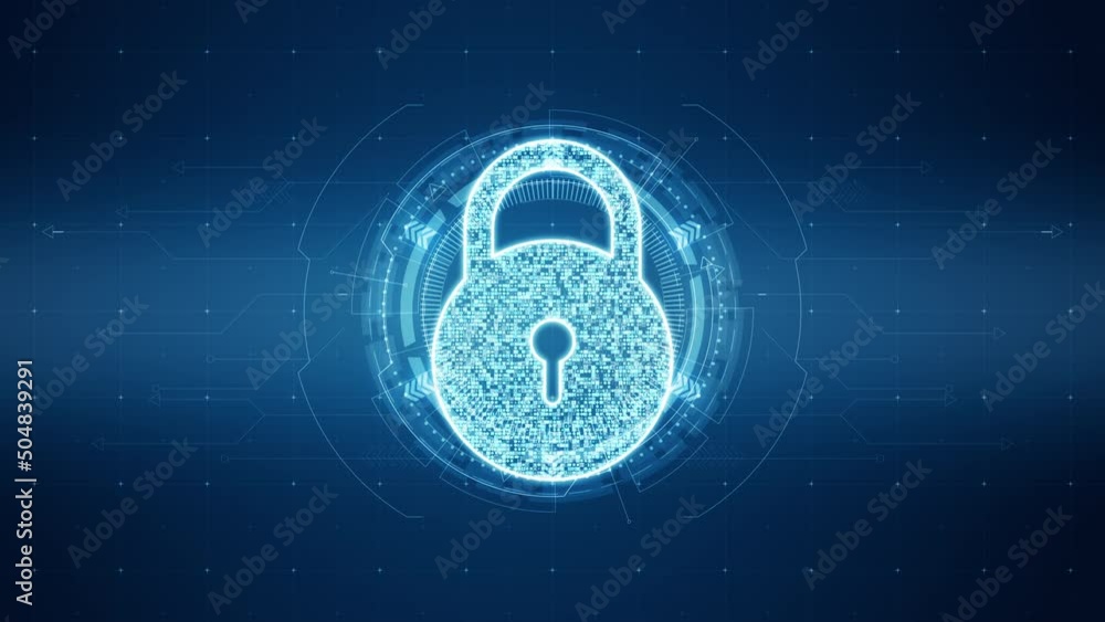 Motion graphic of Blue Security key with rotation circle with head up ...