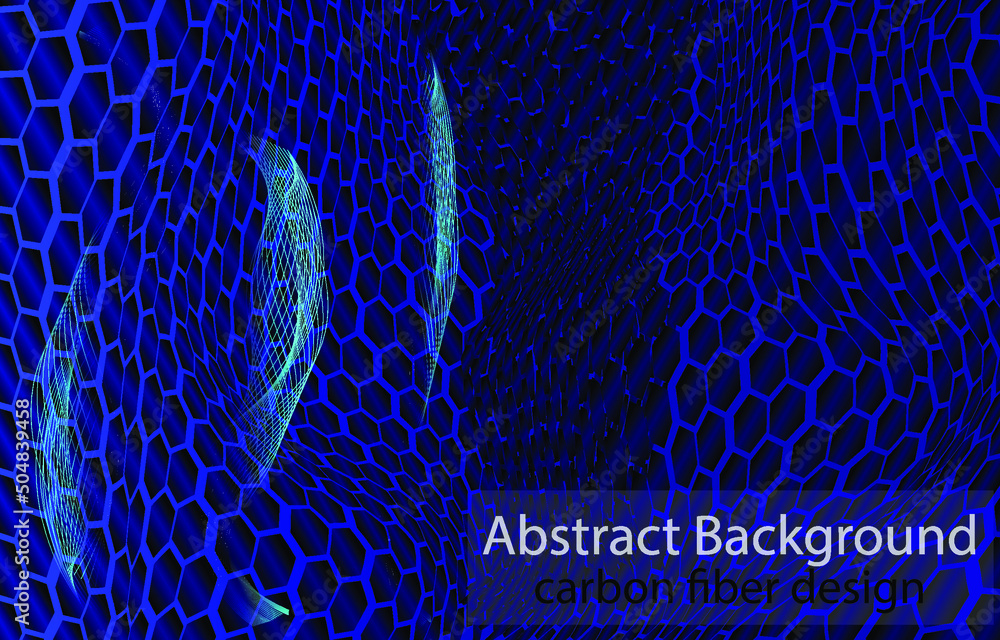 hexagon mesh geometric design, vector blue carbon fiber mesh Stock ...