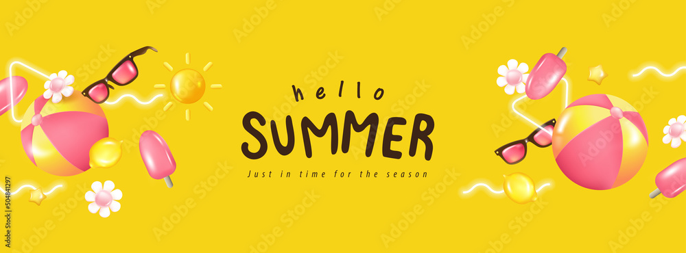 Colorful Summer banner background with beach vibes decorate Stock ...