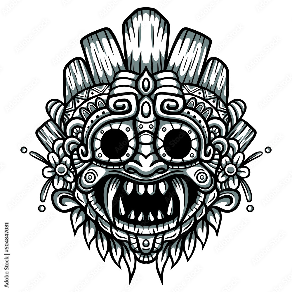 Hand Drawn Traditional Ethnic Mask Art Coloring Illustration Stock ...
