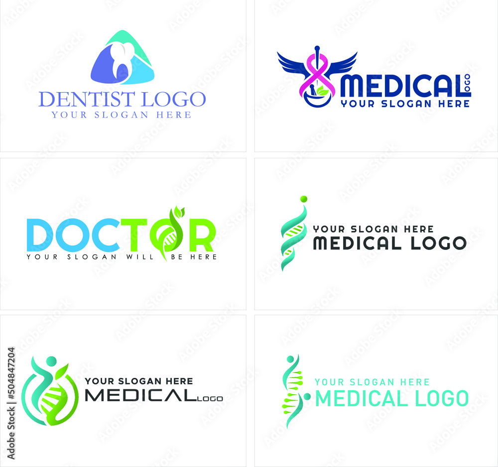 Modern medical healthy logos with various kinds vector symbol such as ...