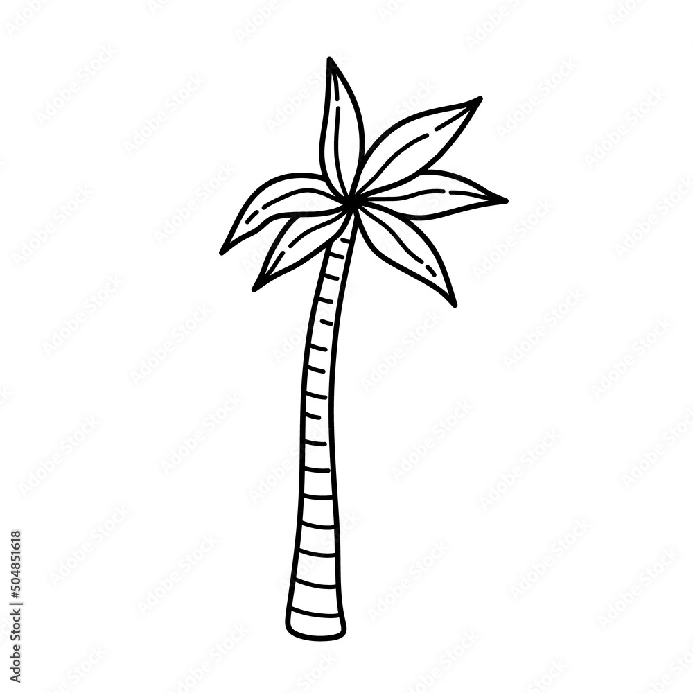 Palm tree isolated on white background.Vector hand-drawn illustration ...