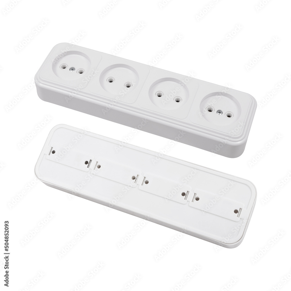 Overhead socket for 4 connectors isolated on a white background. Two ...