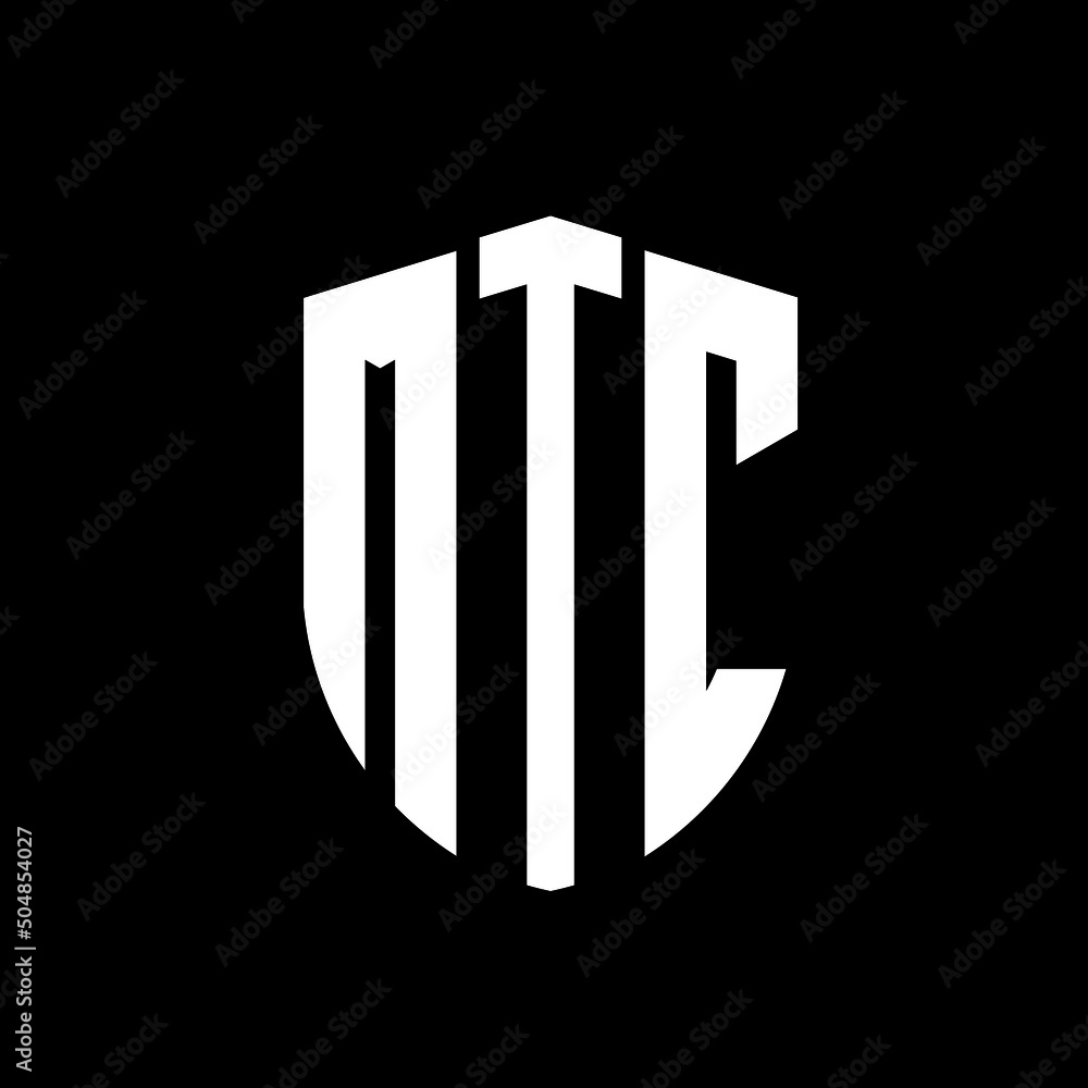 MTC letter logo design. MTC modern letter logo with black background ...