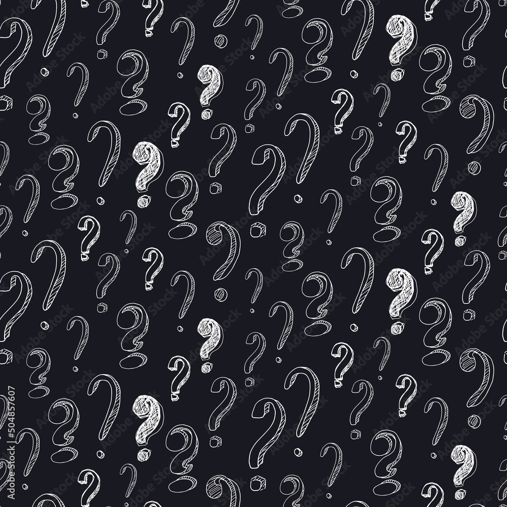 Seamless pattern with hand drawn question marks. Doodle punctuation ...