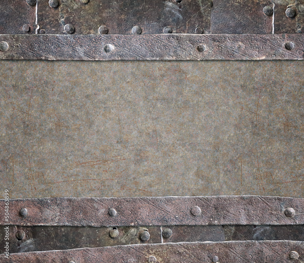 Grunge background in steampunk style. Texture of old metal with rivets ...