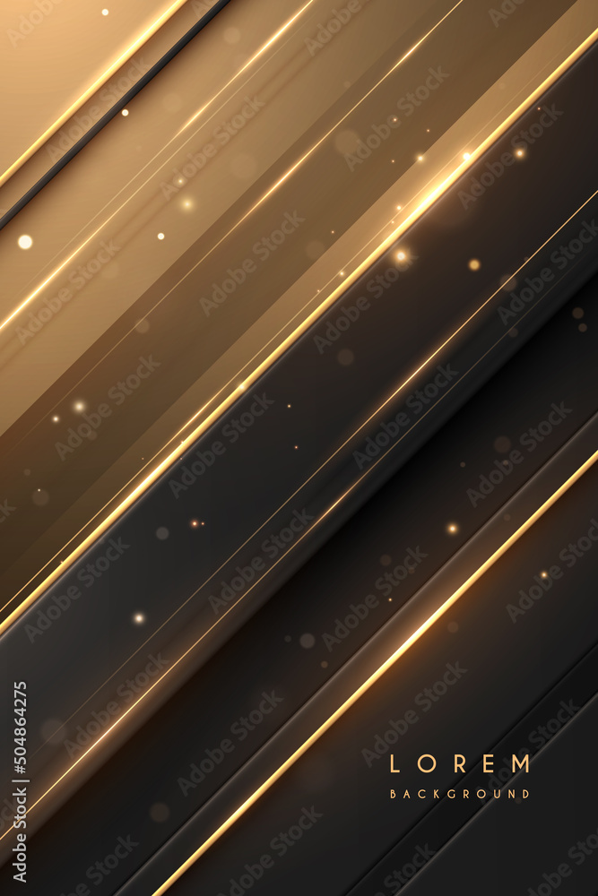 Abstract black and gold lines background with light effect Stock Vector ...