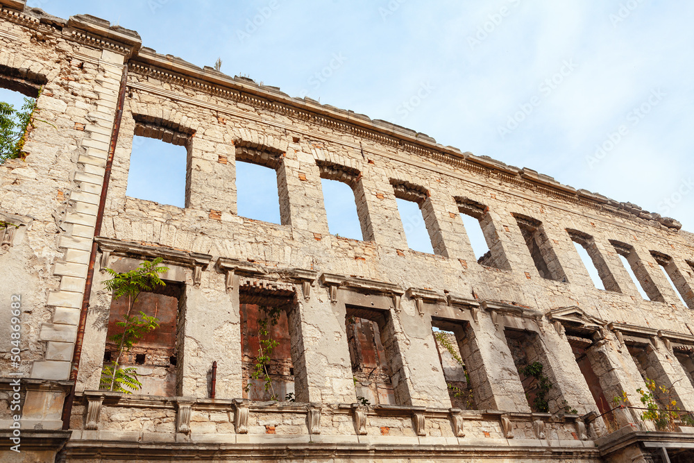 Building after bombing in Mostar , Bosnia and Herzegovina . Building ...