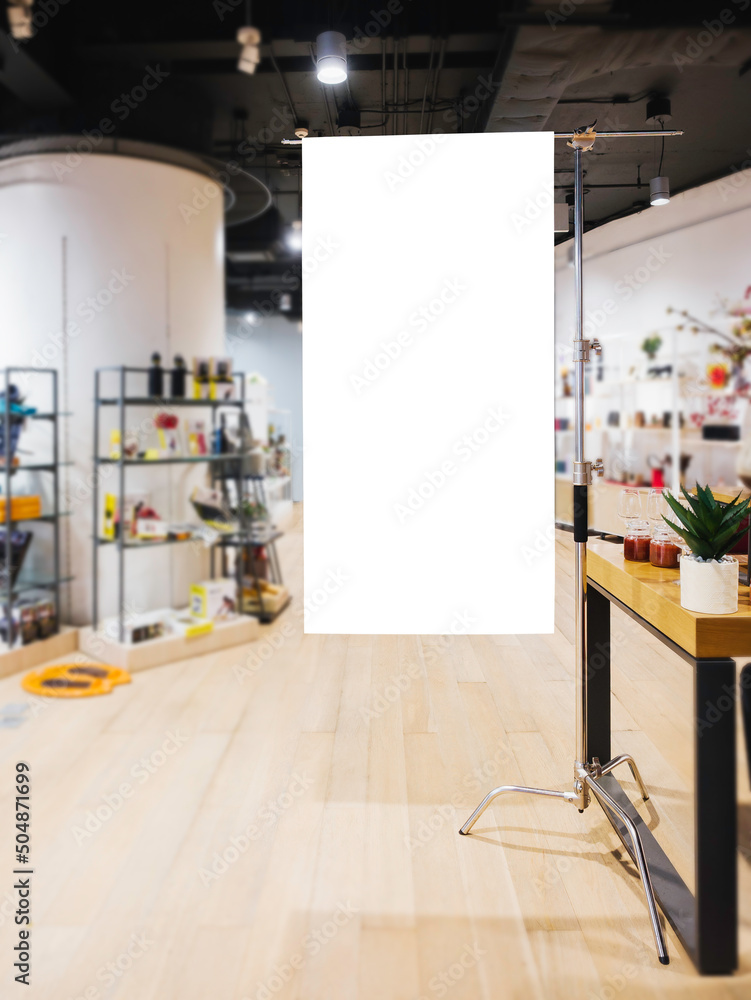 Mock up Banner in Retail shop Business Media Advertisement Stock Photo ...