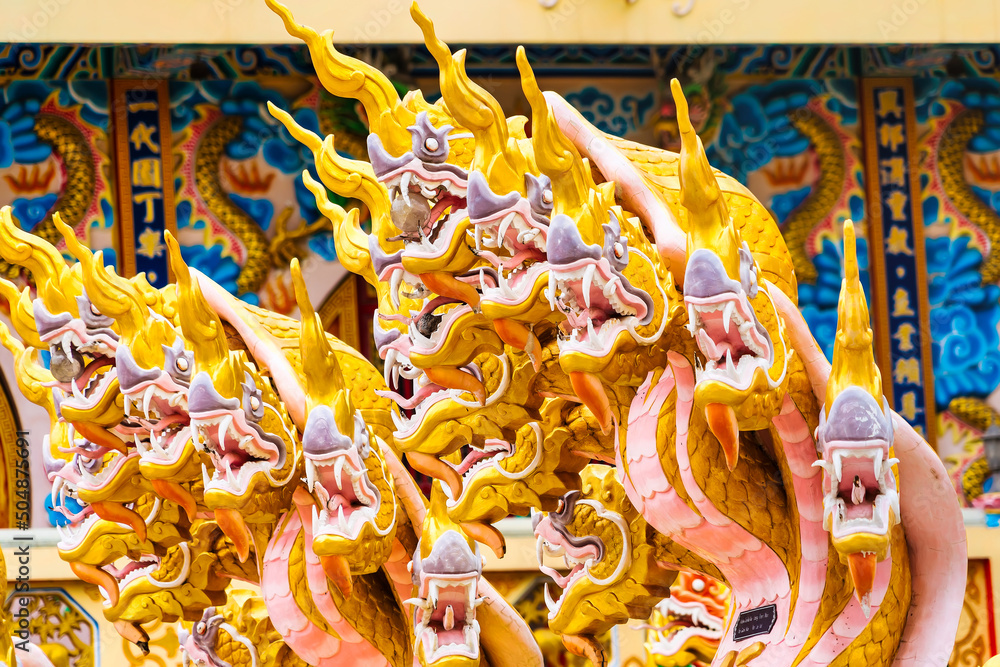 Nakhon Sawan, Thailand - March, 23, 2022 : Dragon head sculpture at ...