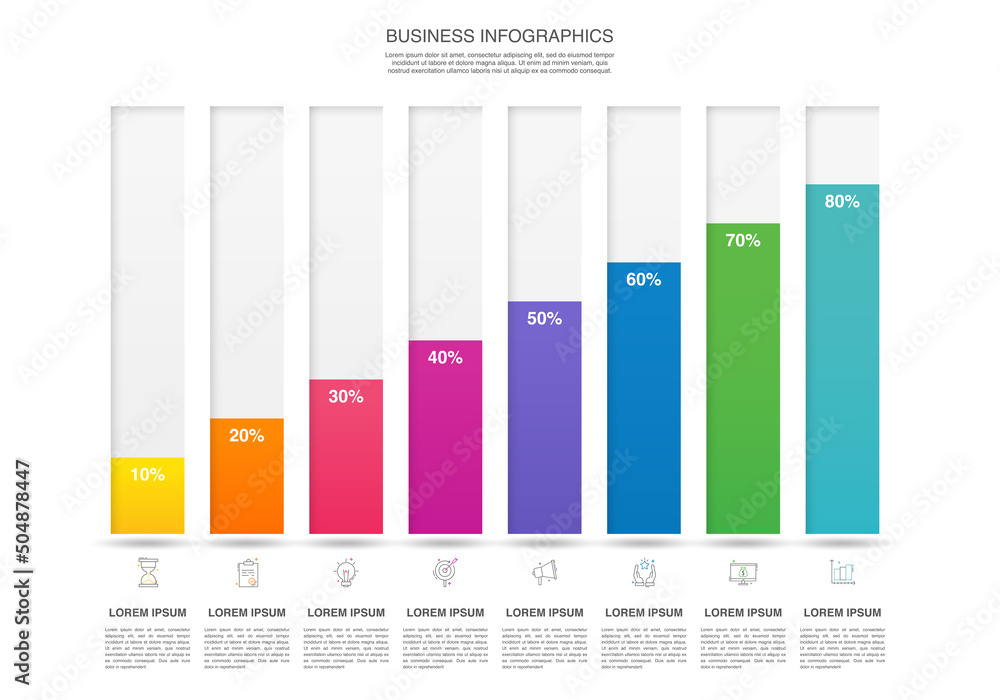 Vector infographic with 8 columns. Modern business concept graphic ...